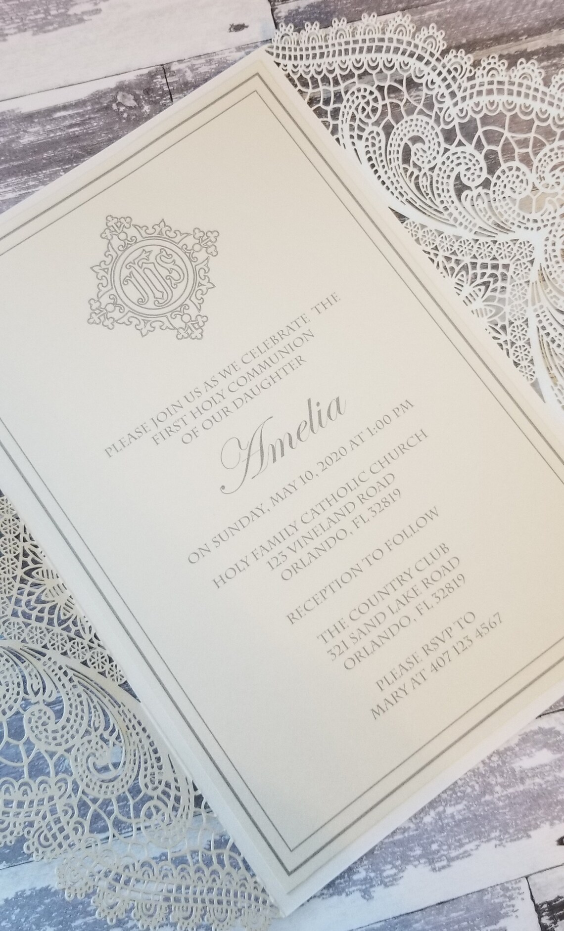 Ivory Lasercut First Holy Communion Invitation Sample - Etsy