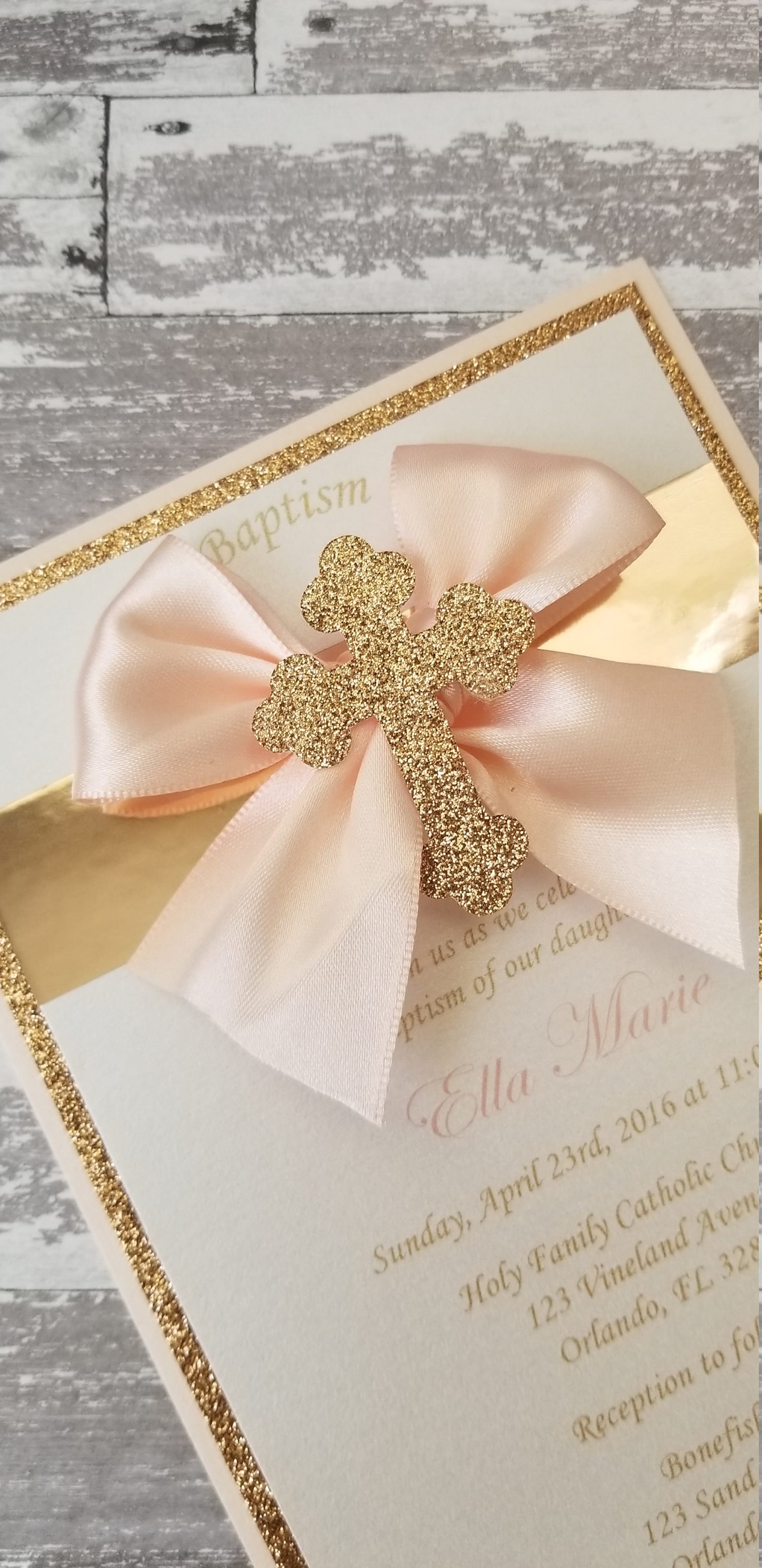 60x Rose Gold Baptism Invitations | Etsy