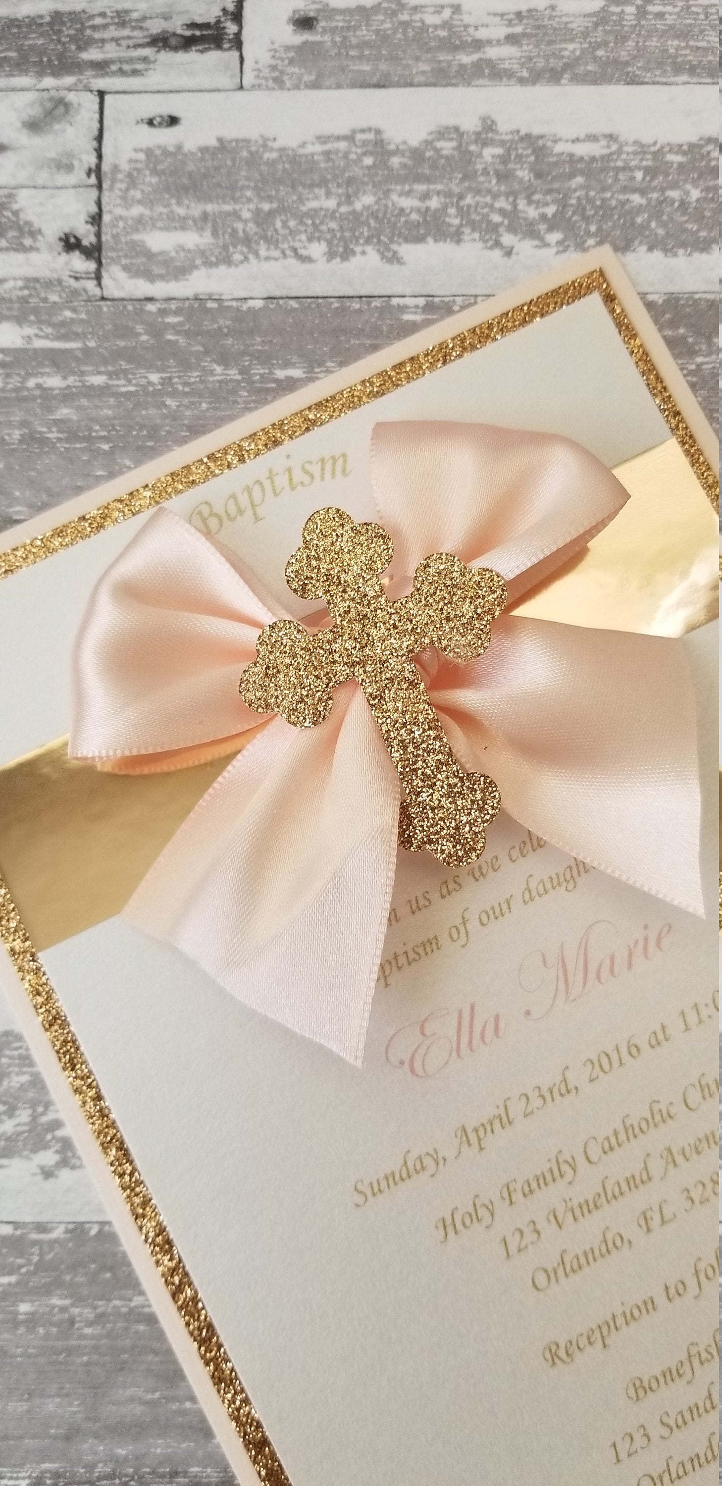 60x Rose Gold Baptism Invitations | Etsy