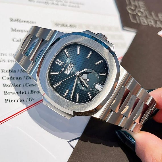 PATEK PHILIPPE Nautilus Blue Dial Men’s Watch Item No… - Gem