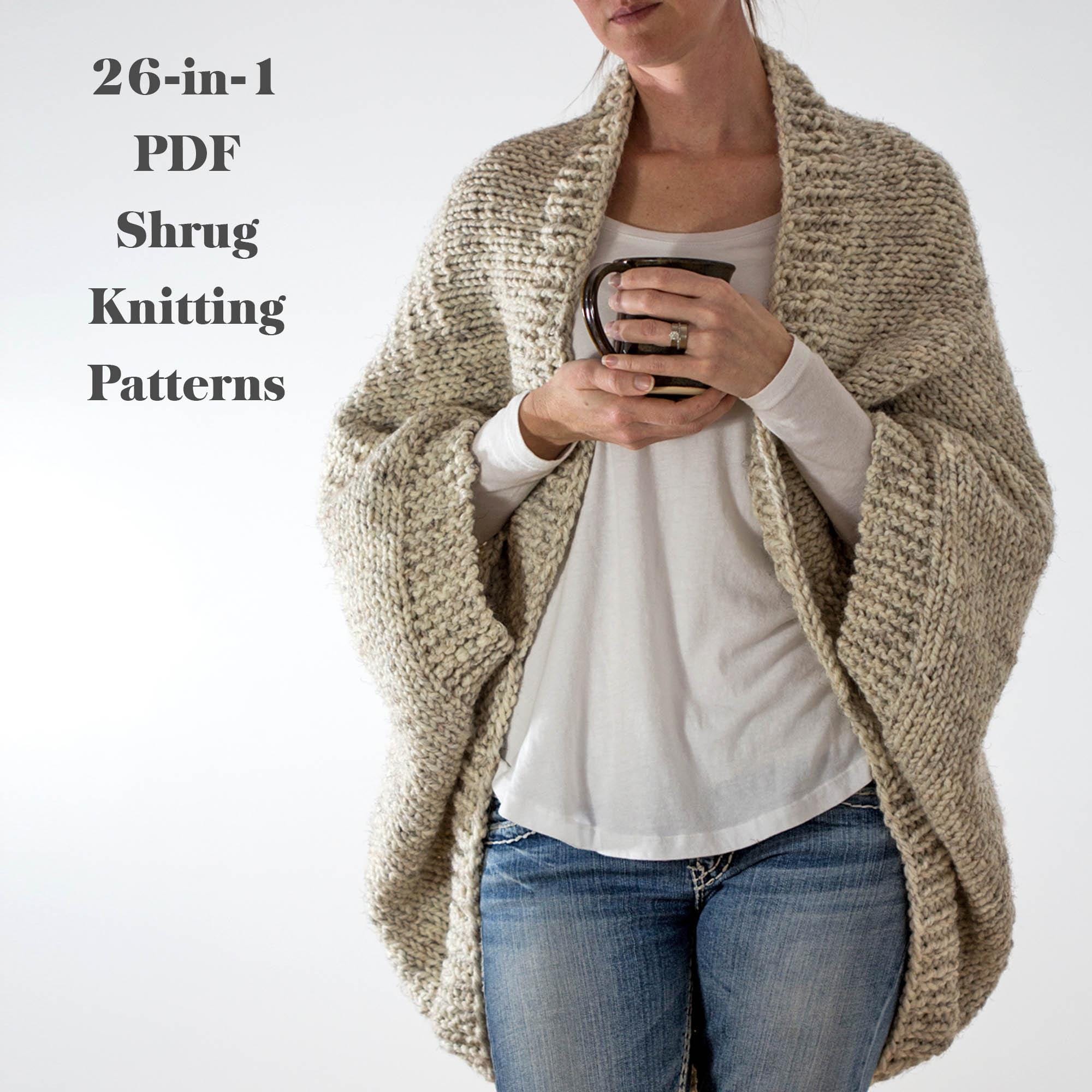 26-in-1 Shrug Knitting Patterns Bundle, Chunky Knit, Easy Beginner ...