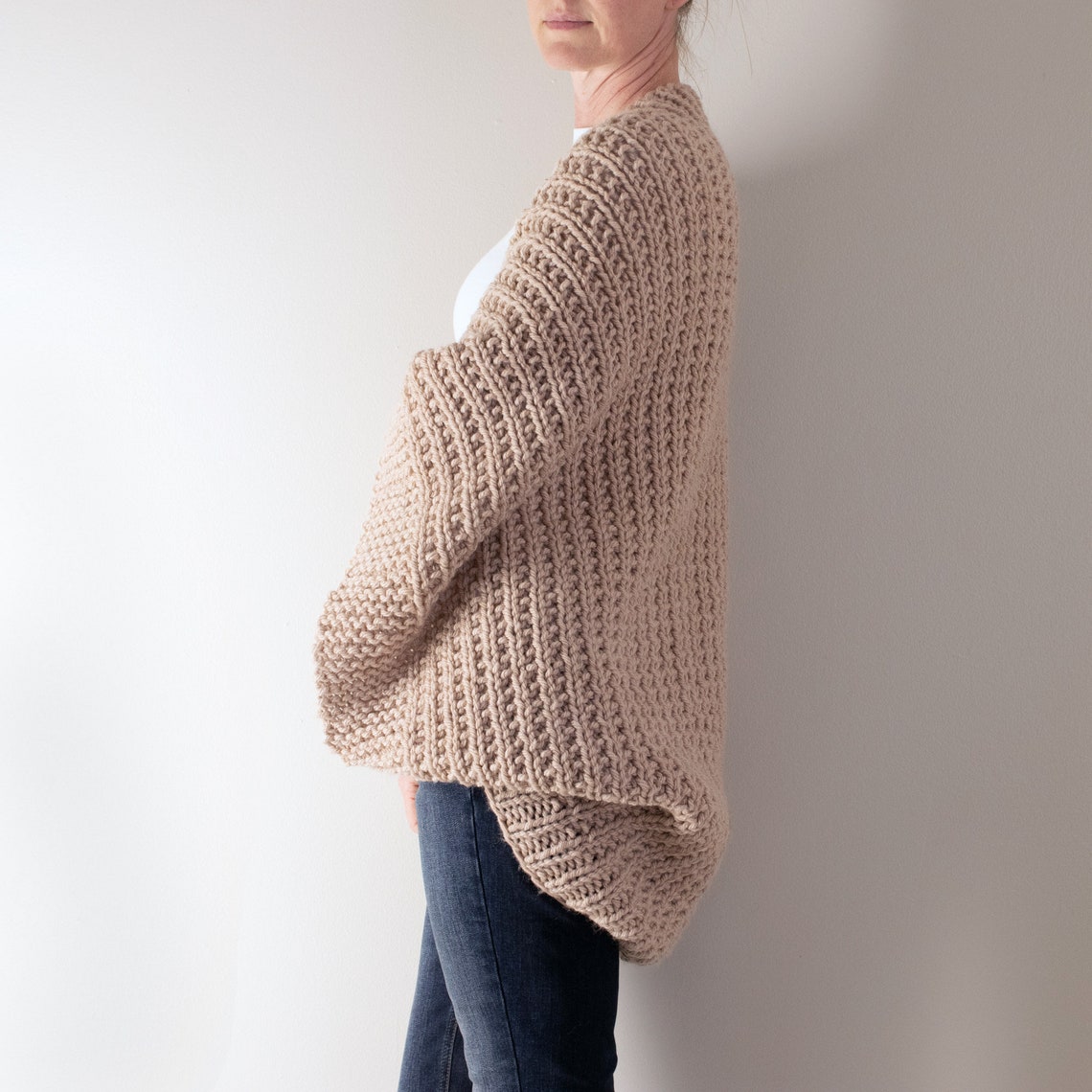 Cozy Shrug Knitting Pattern, Beginner Knitted Shrug Pattern, Oversized ...
