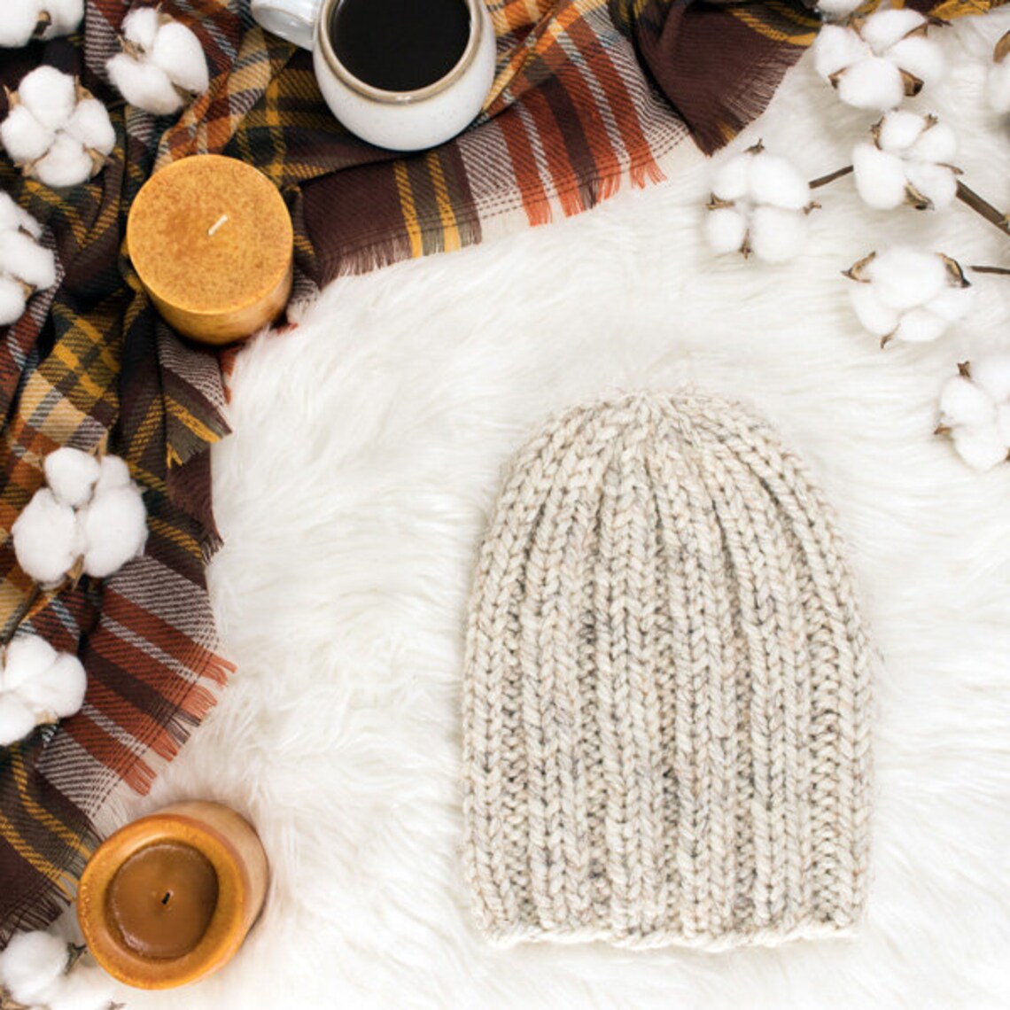 Knitting Pattern Double Rib Knit Hat Pattern Easy Chunky - Etsy