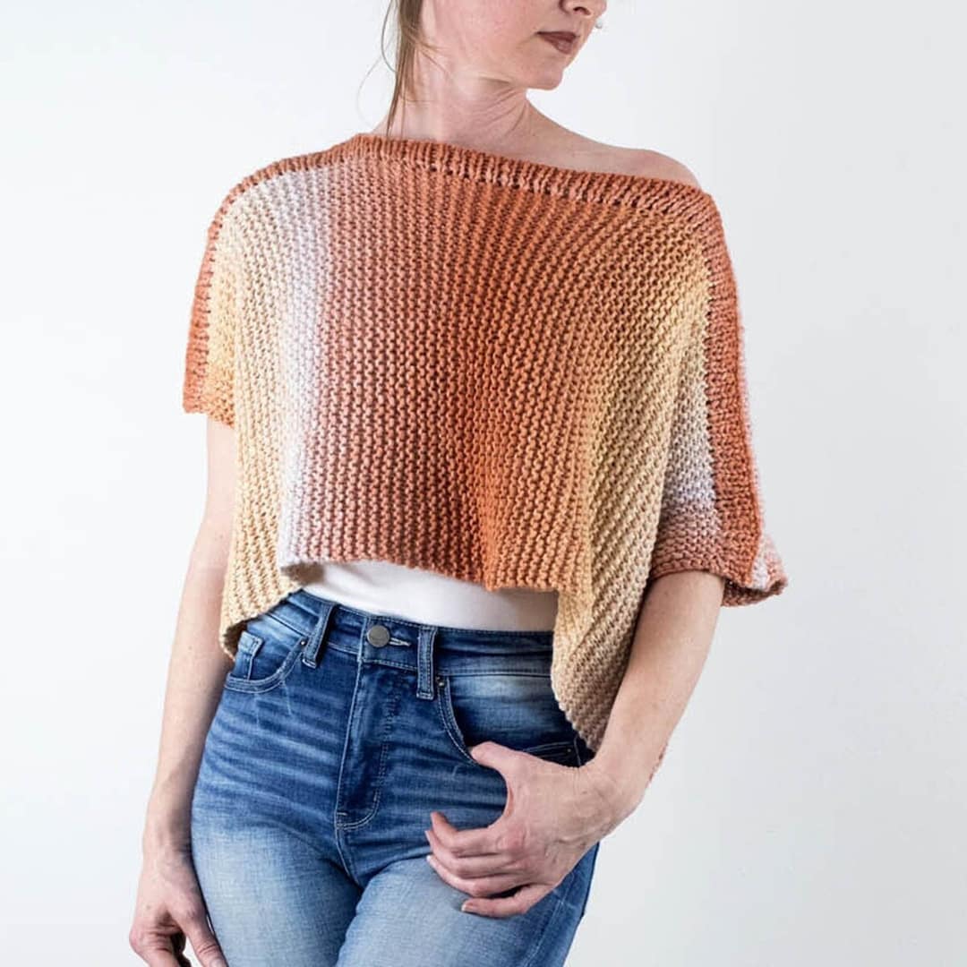 Easy Poncho Knitting Pattern, Beginner-friendly Knit Rectangle Poncho ...