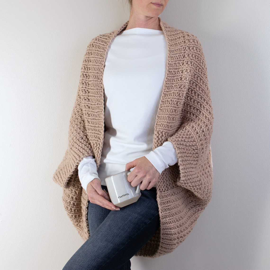 Cozy Shrug Knitting Pattern, Beginner Knitted Shrug Pattern, Oversized ...