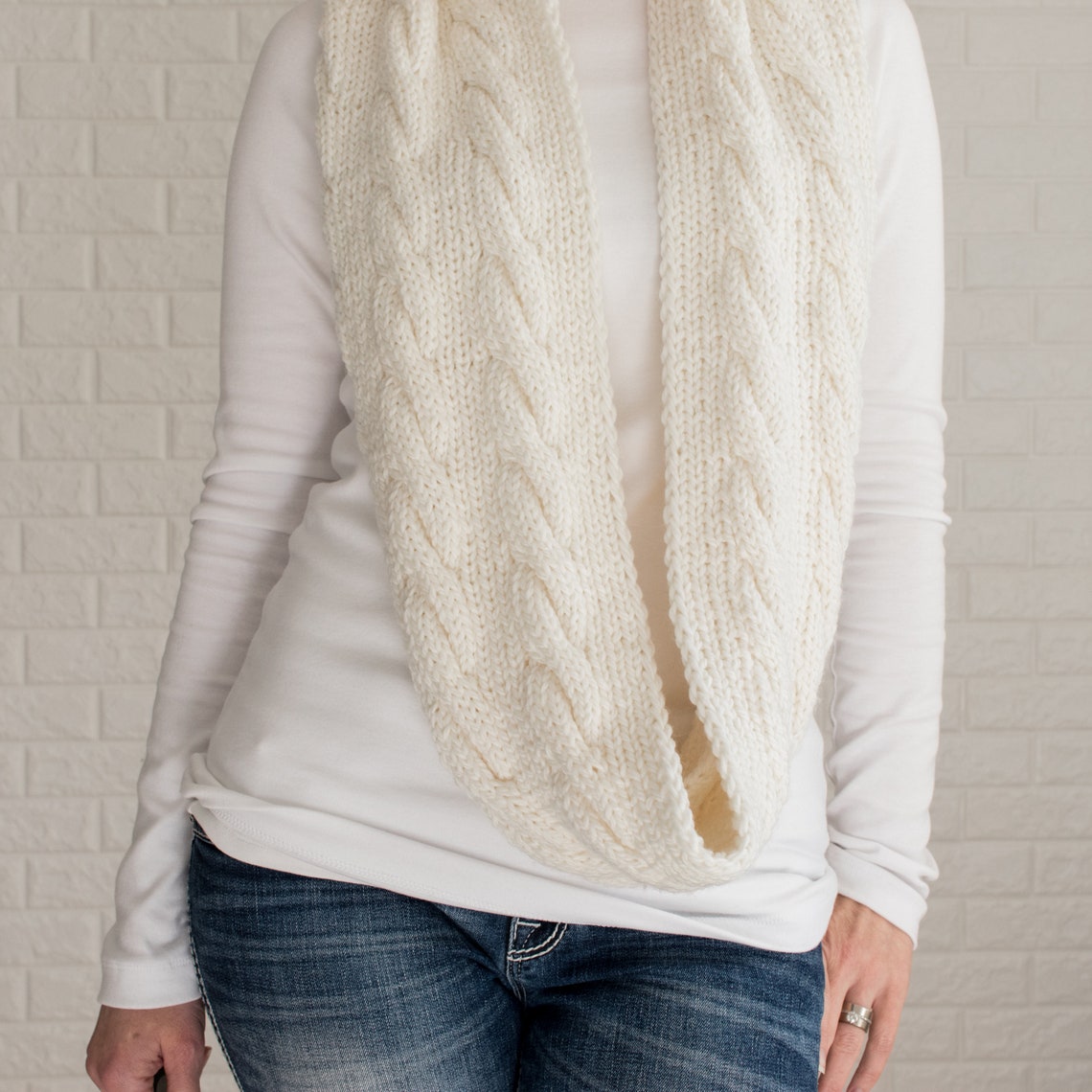 Cable Infinity Scarf Knitting Pattern Cable & Rib Knit Scarf - Etsy