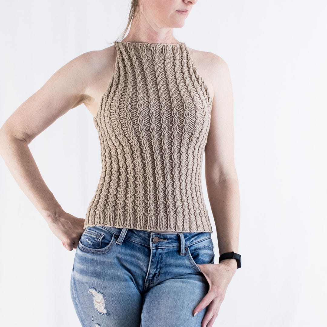 Knitting Pattern, Easy Faux Cable Tank Top, Sweater Knit Tank Top ...