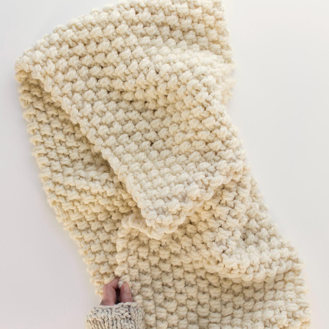 Jumbo Seed Stitch Scarf Cowl Knitting Pattern, Super Bulky Cowl Pattern ...