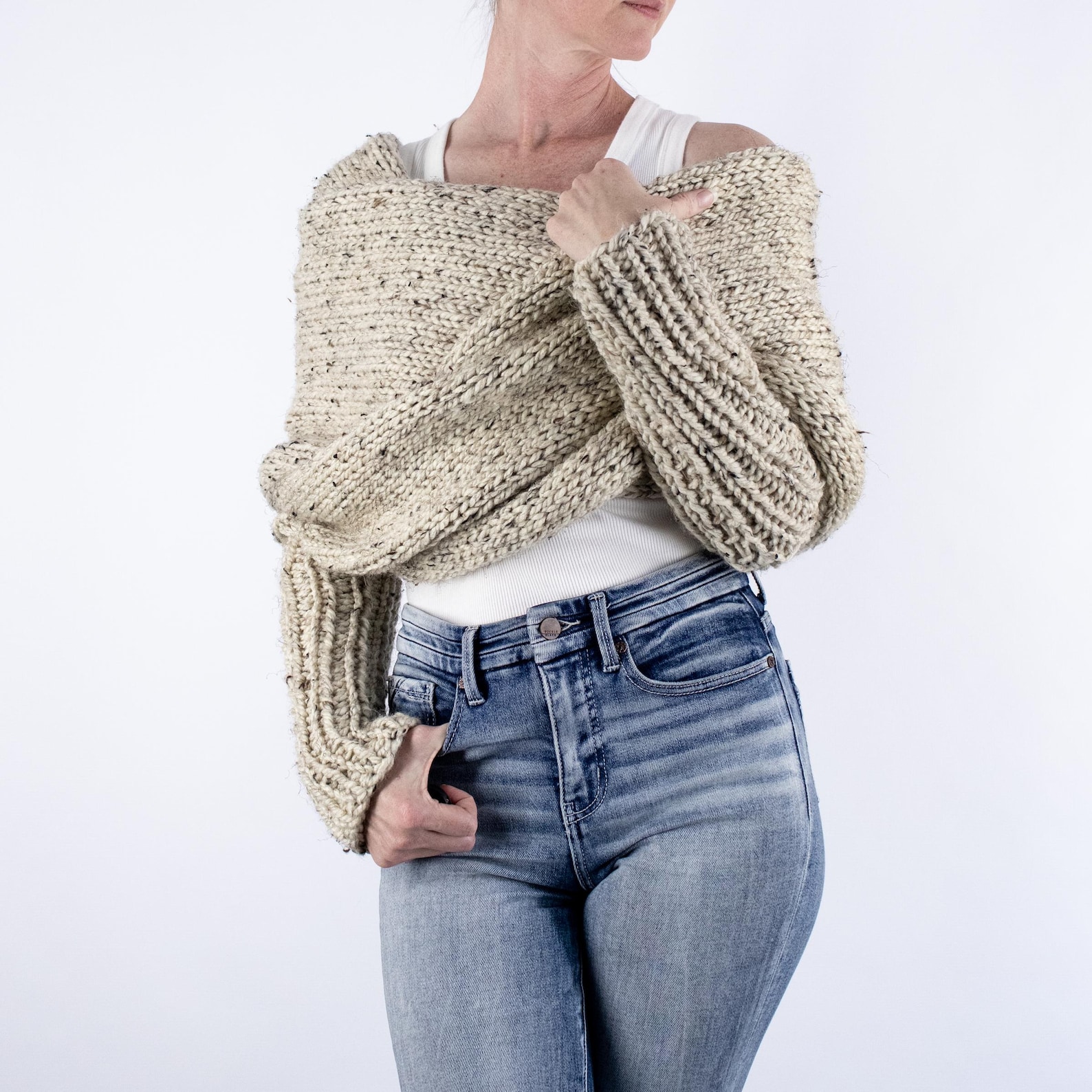 Knitting Pattern, Sweater Scarf With Sleeves Knitting Pattern, Quick ...