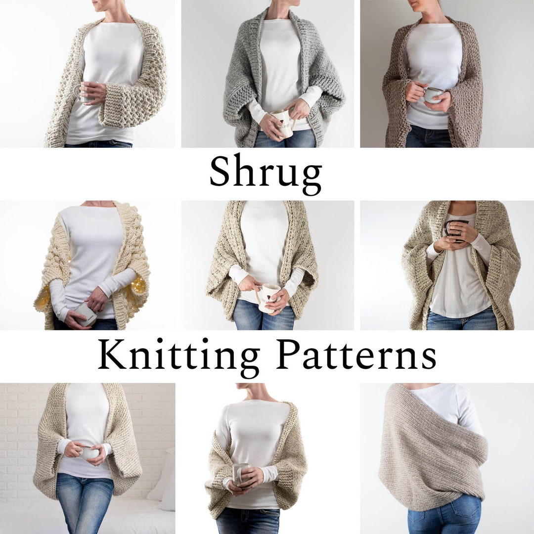 22 Shrug Knitting Pattern Bundle, Chunky Knit, Patchwork Quilt Blanket, Easy Beginner Patterns ...