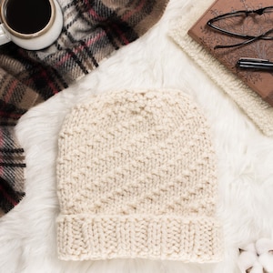 Knitting Pattern - Slouchy Knit Hat Spiral Swirl Twist - Purpose - Brome Fields - Etsy