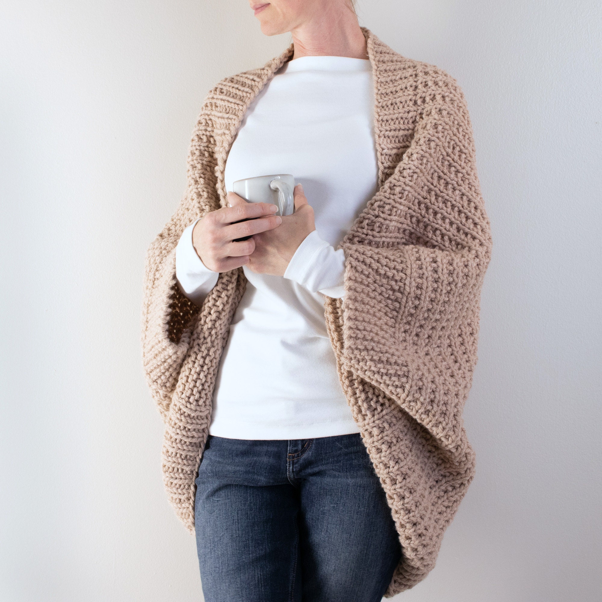 Cozy Shrug Knitting Pattern, Beginner Knitted Shrug Pattern, Oversized ...