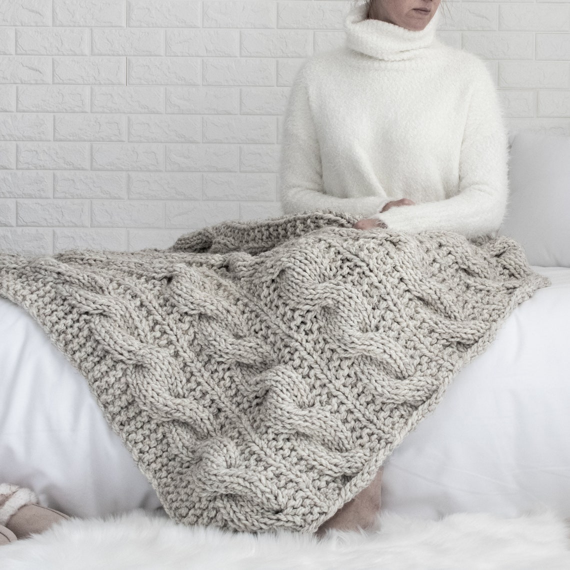 Chunky Cable Blanket Knitting Pattern Cable Knit Throw - Etsy UK