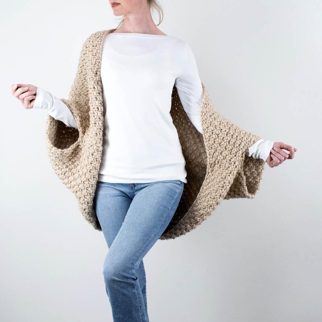Knitting Pattern, Chunky Knit Shrug, Beginner Sweater Pattern, Women's ...