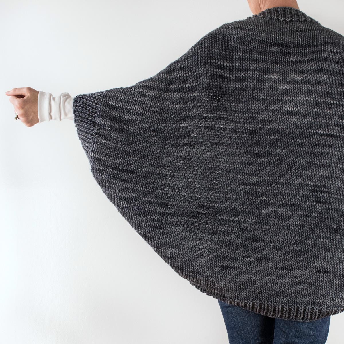 Knitting PATTERN + VIDEO, Rectangle Knit Shrug, Oversized Scoop Shrug ...