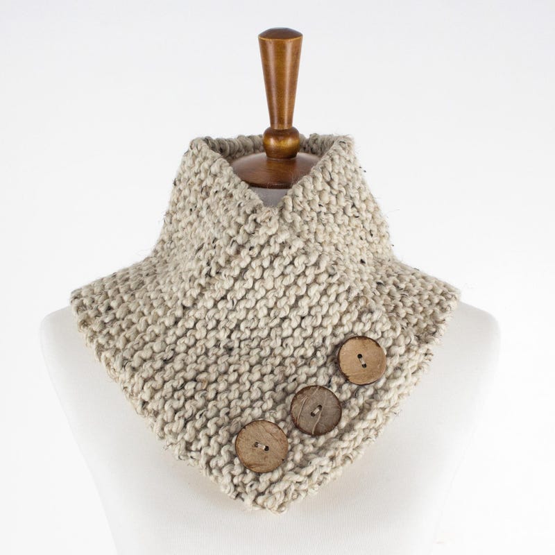 Knitted Button Scarf - Etsy