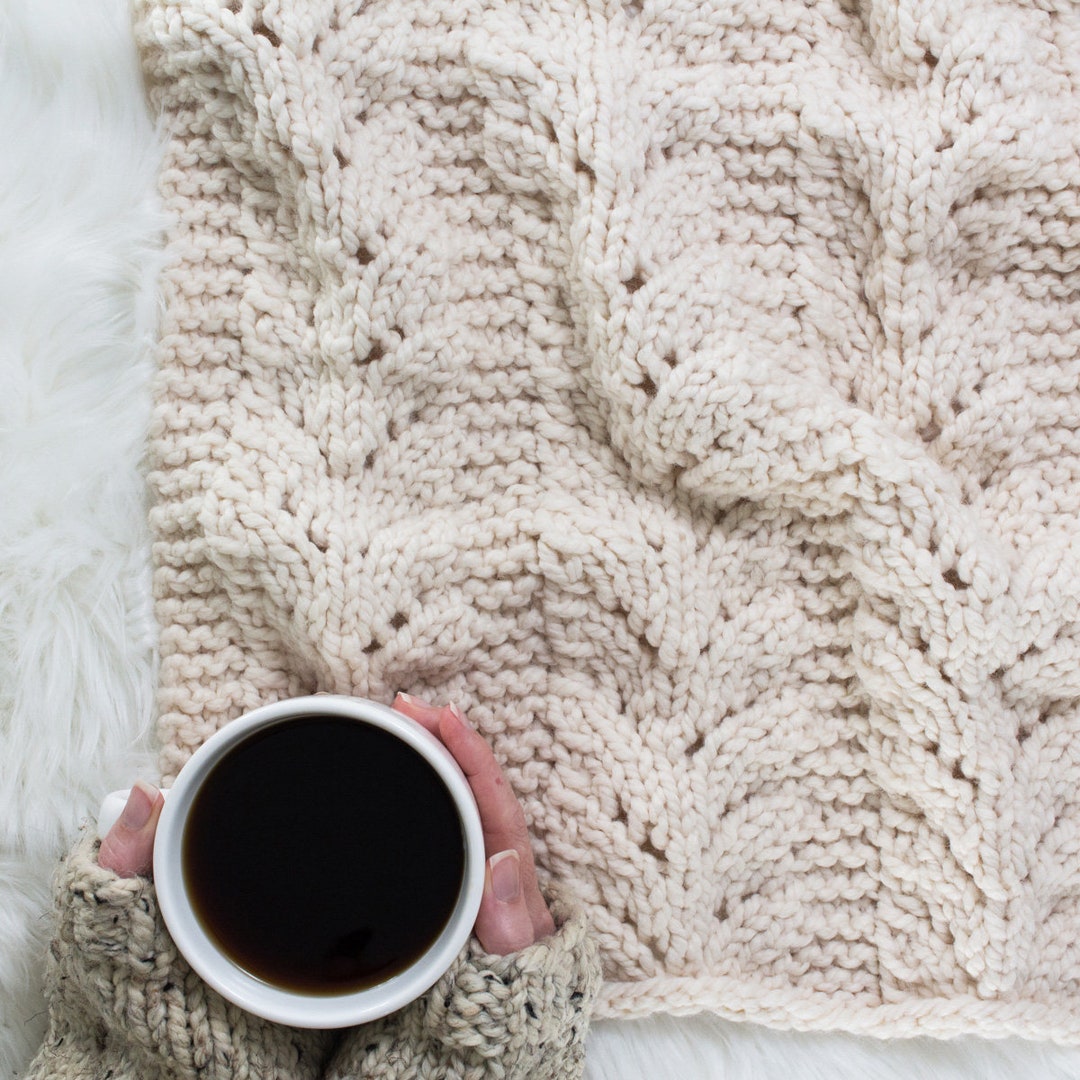 Knitting Pattern, Chunky Knit Lace Baby Blanket, Super Bulky Throw ...