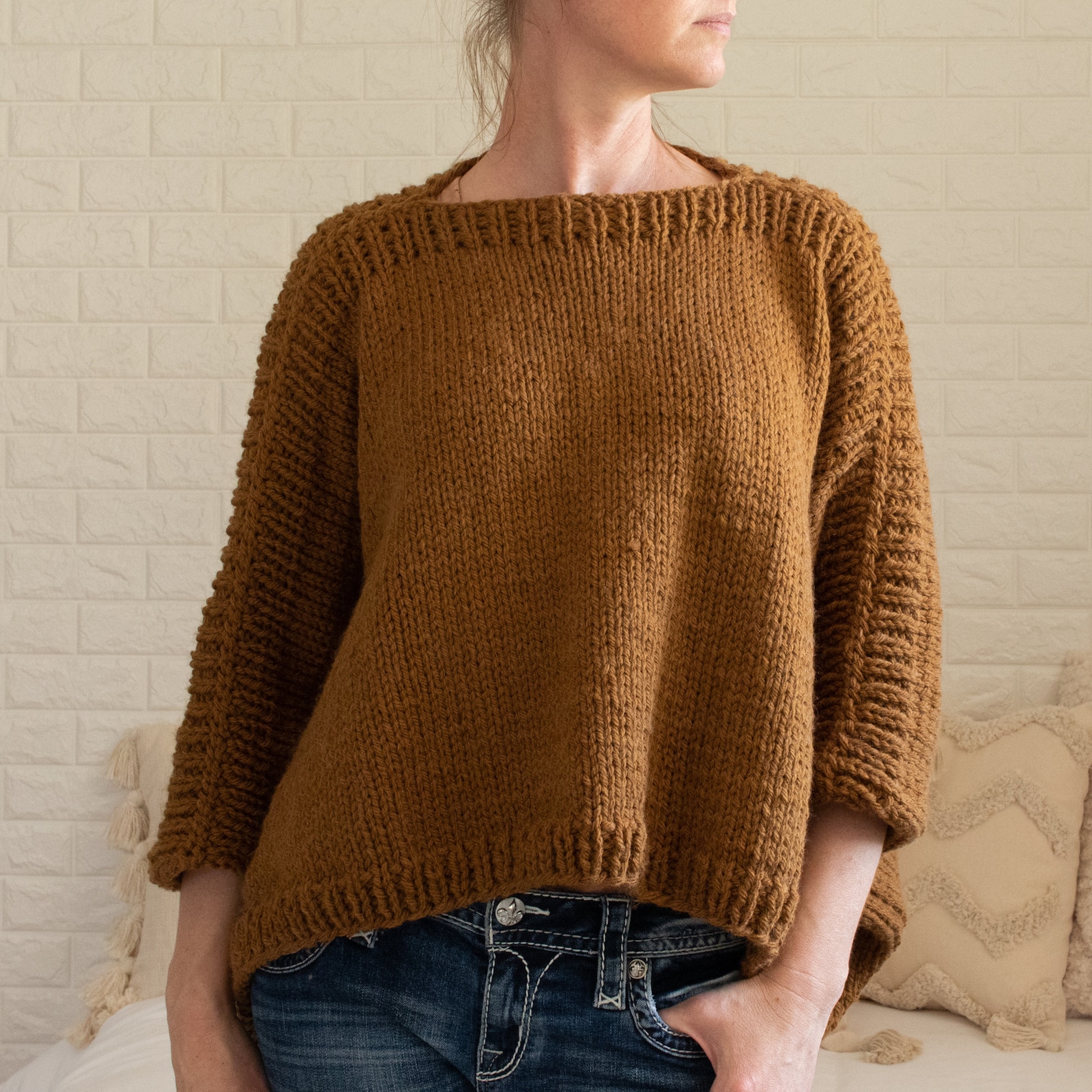Pretty Poncho Pattern Knitting, Easy Rectangle Poncho Beginner Knitting ...