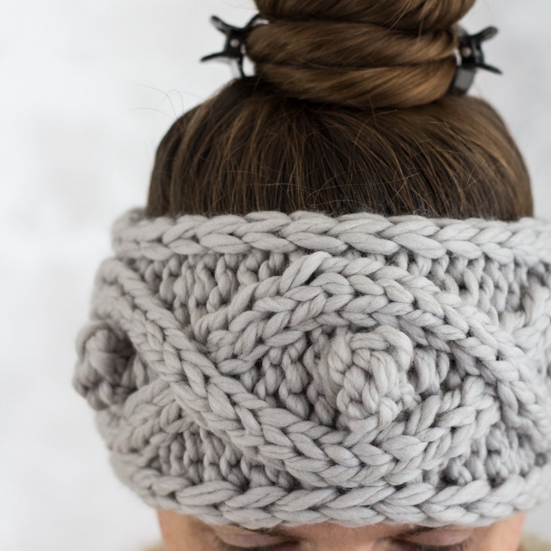 Chunky Knit Headband Knitting Pattern, Beautiful Bobble Cable Headband ...