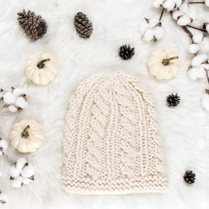 Knitting Pattern - Slouchy Chunky Cable Knit Hat - Optimistic - Brome Fields - Etsy