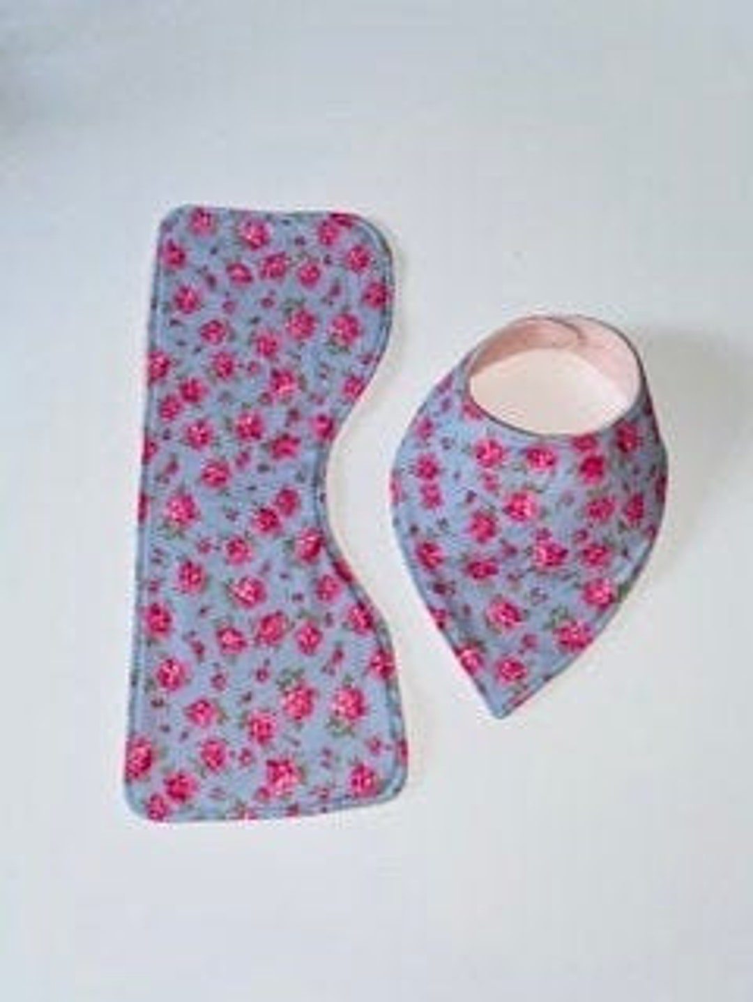Pink Roses Dribble Bib & Burp Cloth Set Baby Bib, Bandana Bib, Baby ...