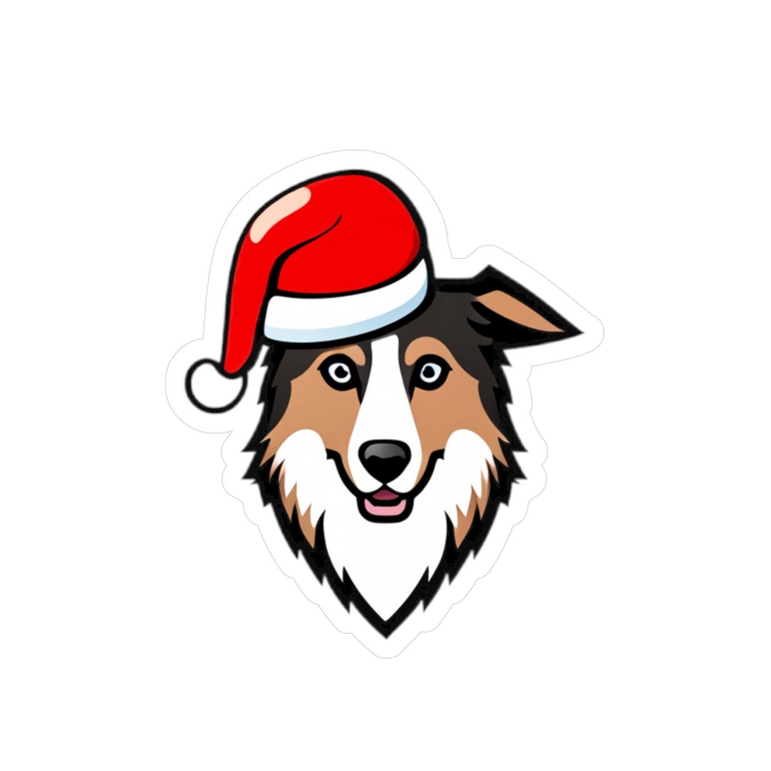 Santa Aussie: Santa Hat Australian Shepherd Sticker, Cute Gift for ...