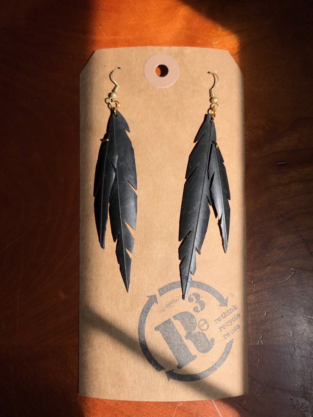 ROCK RAVEN Feather Earrings Made From up Cycled Bicycle Inner Tube. - Etsy