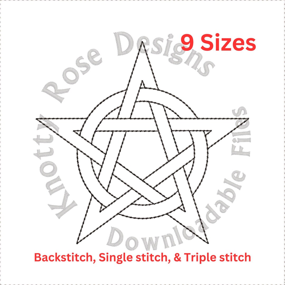 Interlaced Pentacle 1 Ooutline (instant Download) Machine Embroidery ...