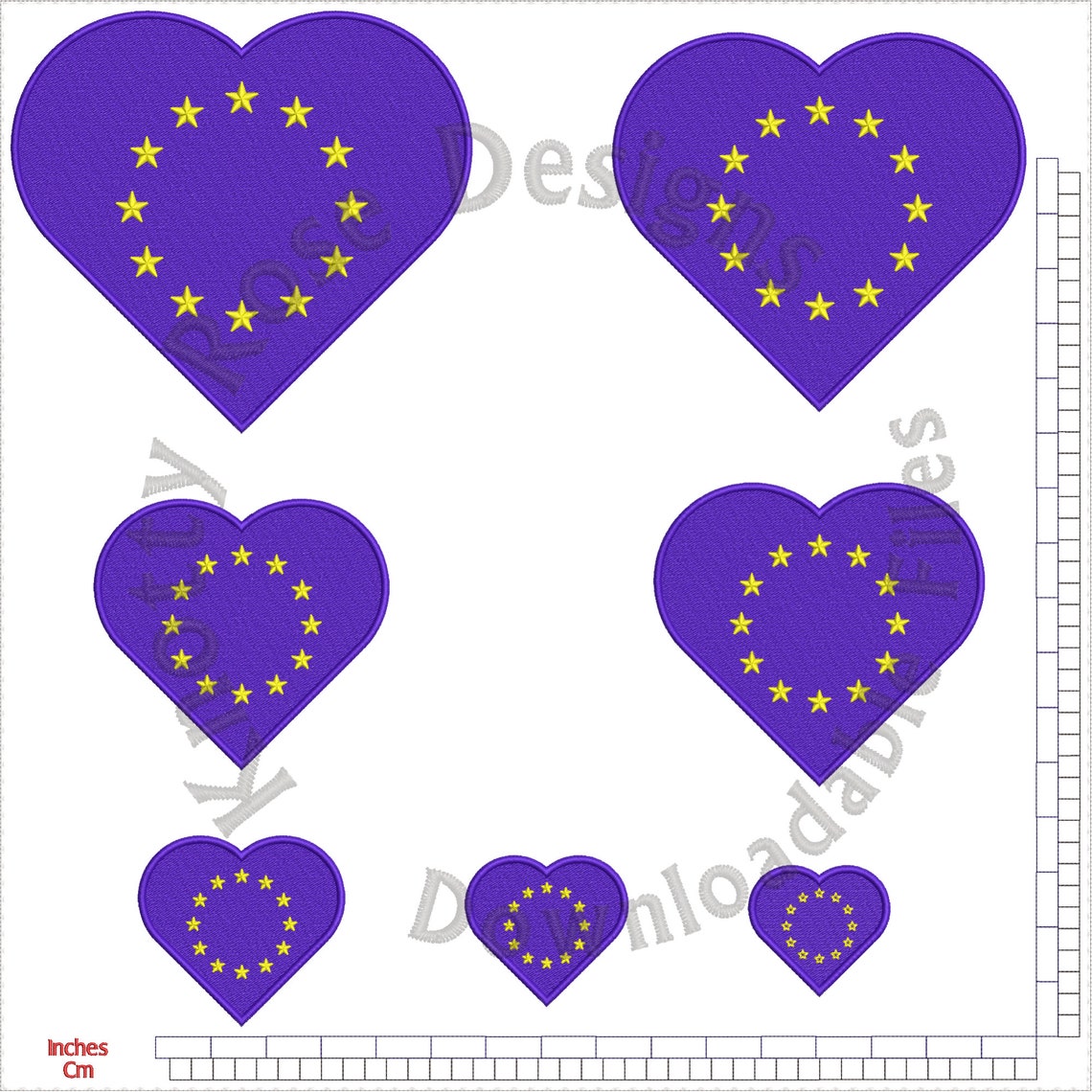 European Union Flag Heart (instant Download) Machine Embroidery Design ...
