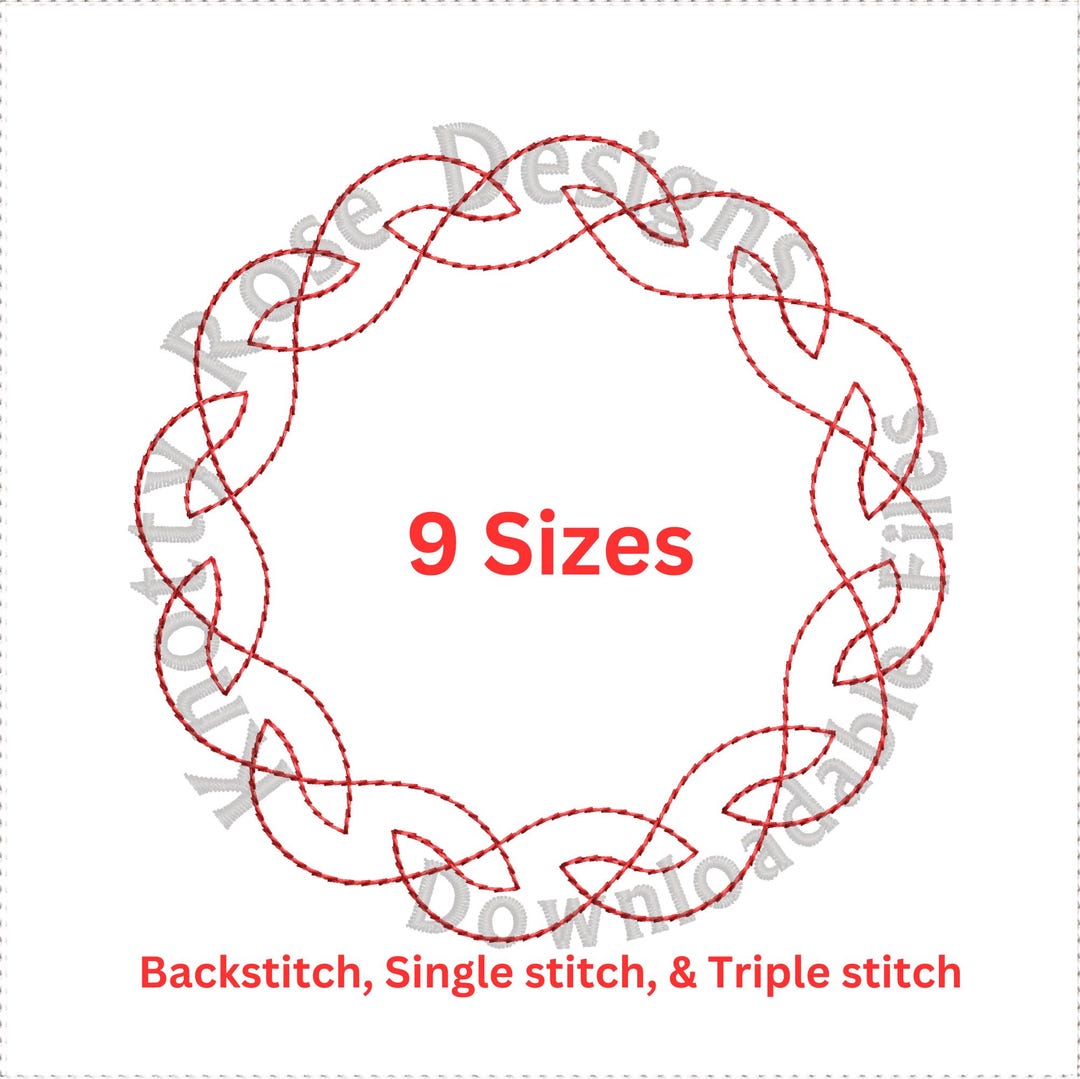 Celtic Knotwork Frame Circle 2a Quilting Redwork (instant Download ...