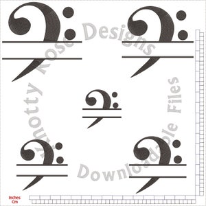 Musical Bass Clef Split Frame (instant Download) Machine Embroidery ...