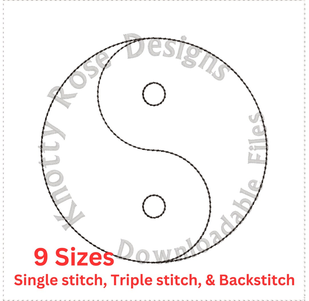 Outline Yin Yang 1 Quilting Redwork (instant Download) Machine ...