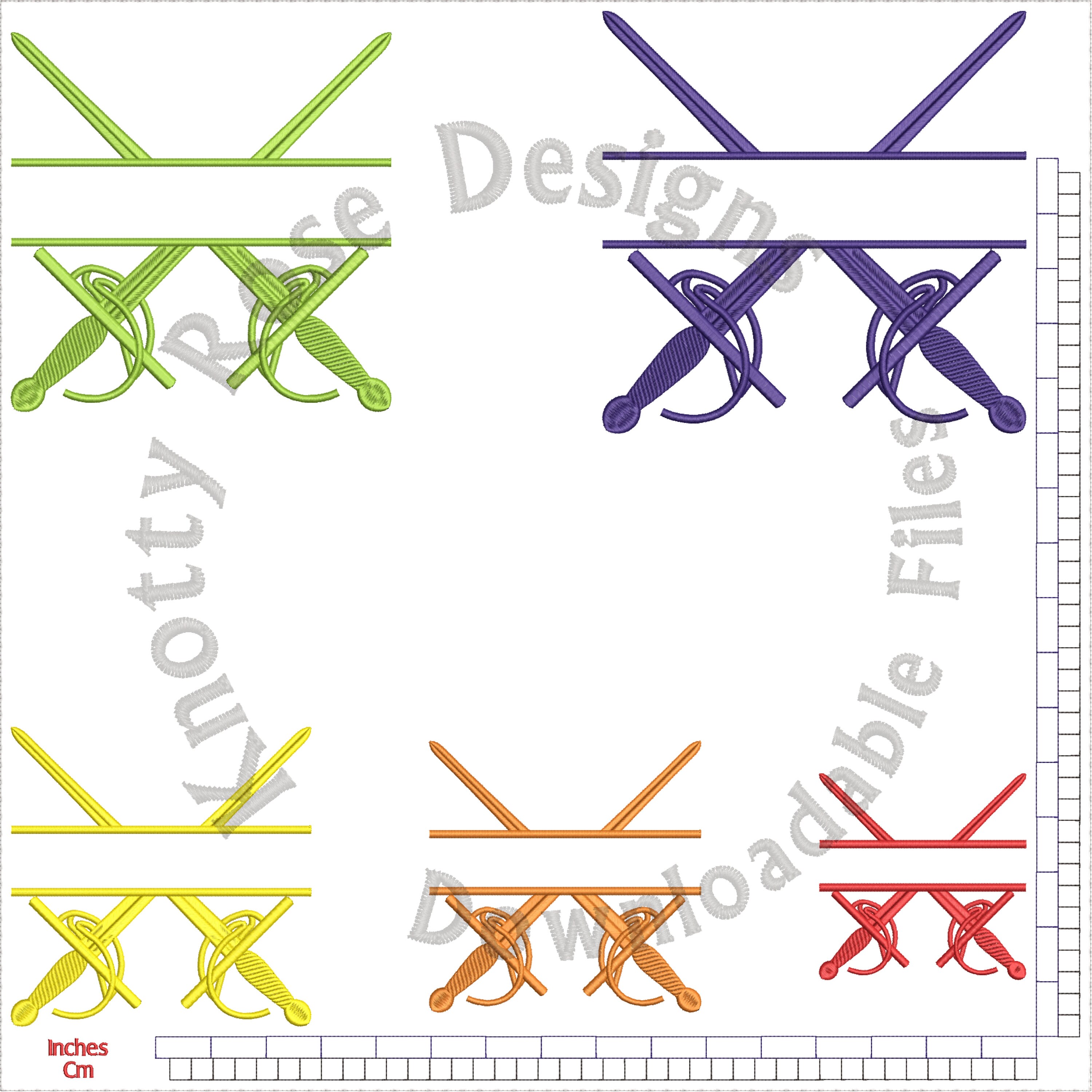 Crossed Rapier Swords Split (machine Embroidery Design) Instant ...