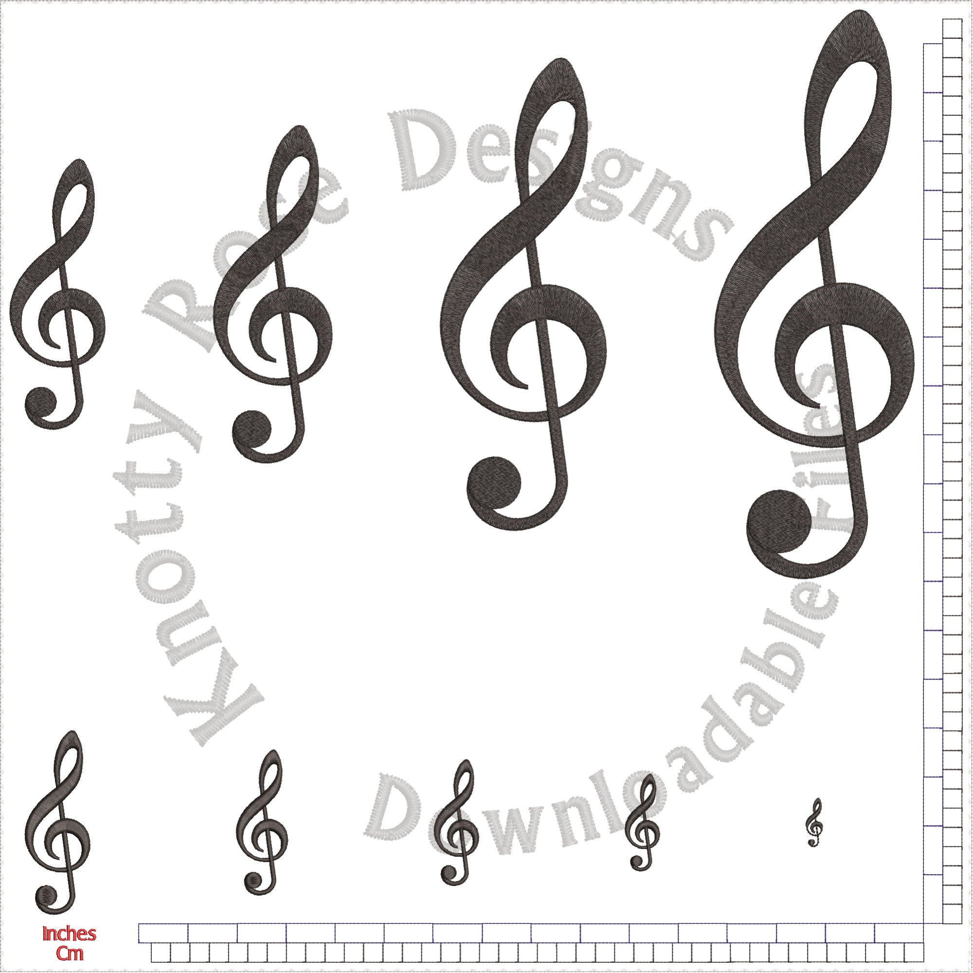 Treble Clef Embroidery Design