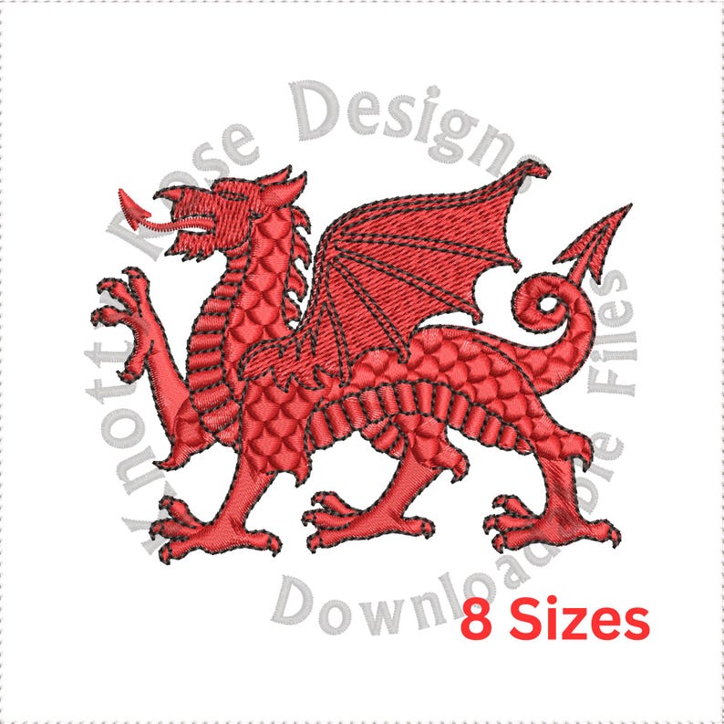 Heraldic Welsh Dragon Passant (instant Download) Machine Embroidery ...