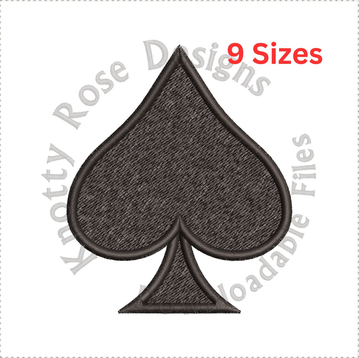 Spade 2 Playing Card Suit (instant Download) Machine Embroidery Design ...