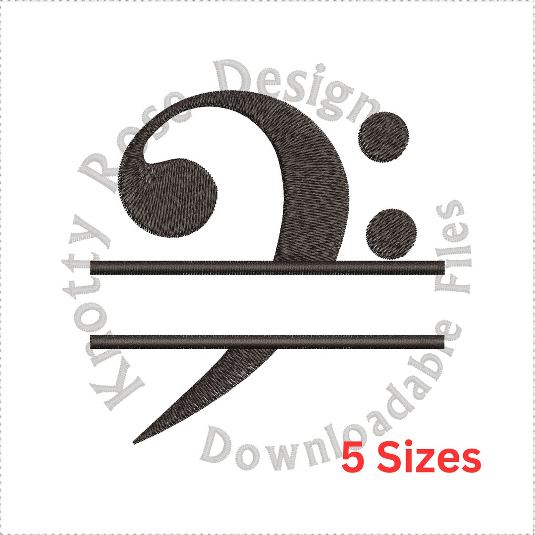 Musical Bass Clef Split Frame (instant Download) Machine Embroidery ...