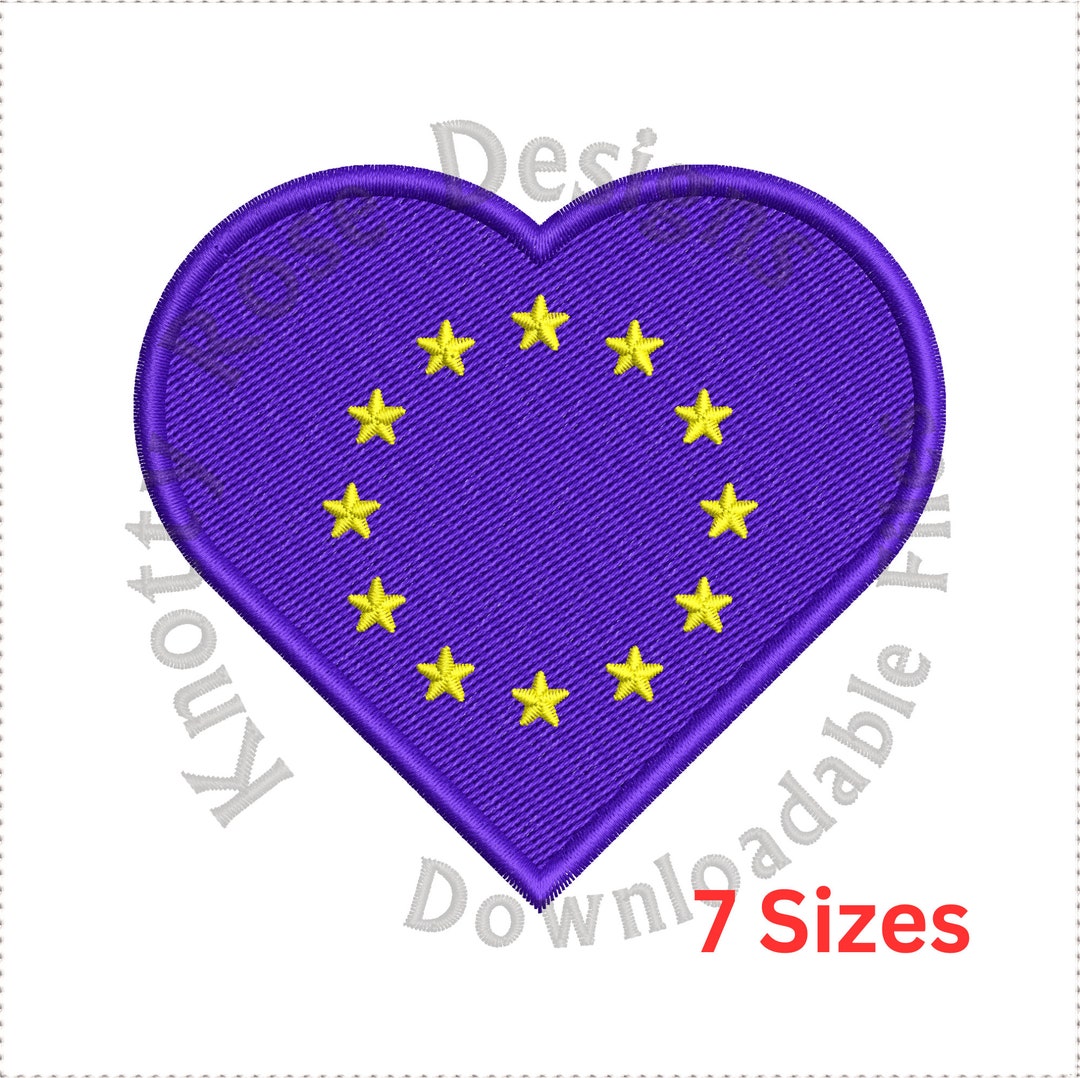 European Union Flag Heart (instant Download) Machine Embroidery Design ...
