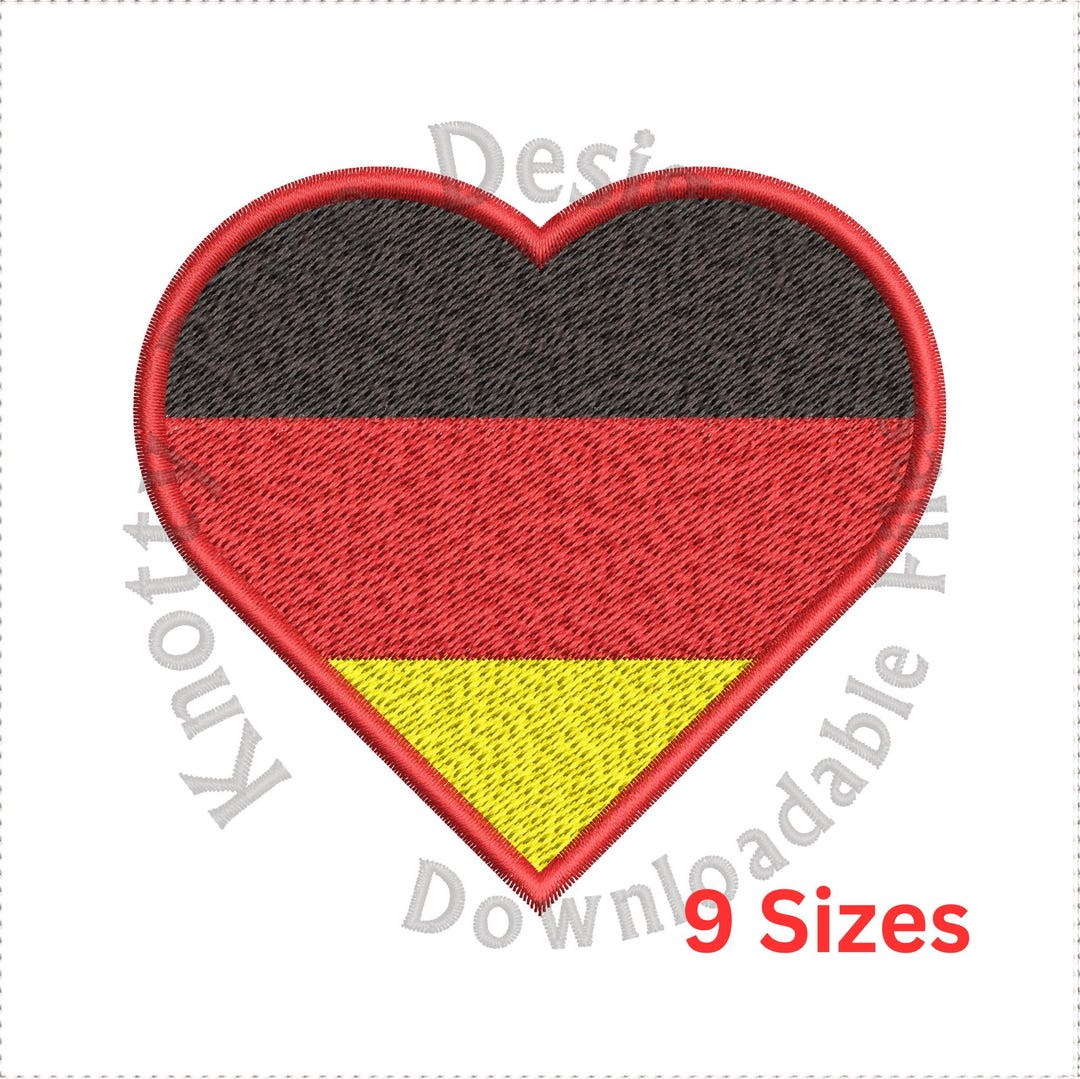 Heart Germany Tricolor Flag (instant Download) Machine Embroidery ...