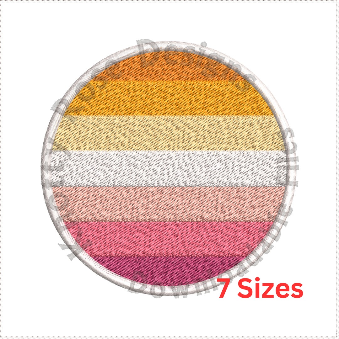 Lesbian Pride Orange Seven Stripe Flag Circle (machine Embroidery ...