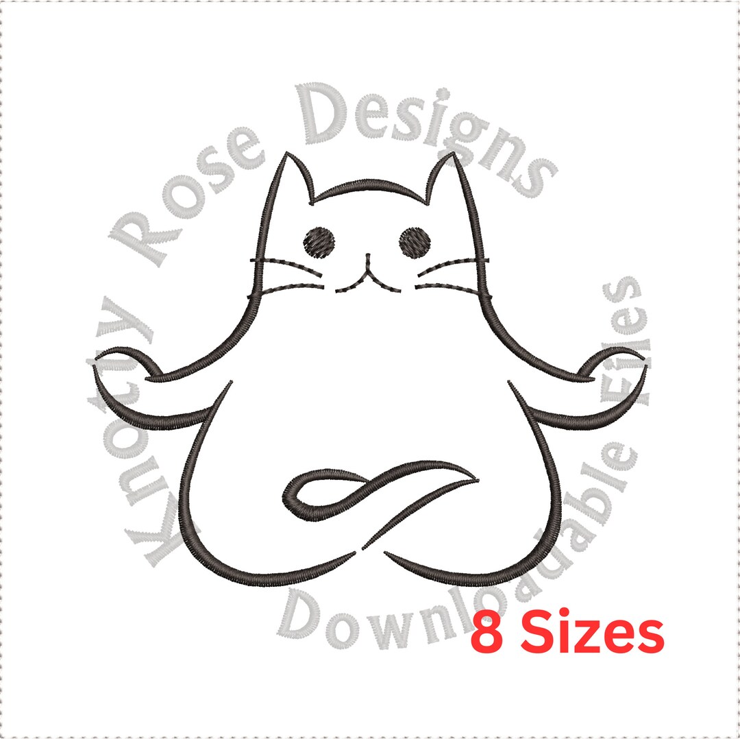 Yoga Cat Lotus Pose Outlined (instant Download) Machine Embroidery ...