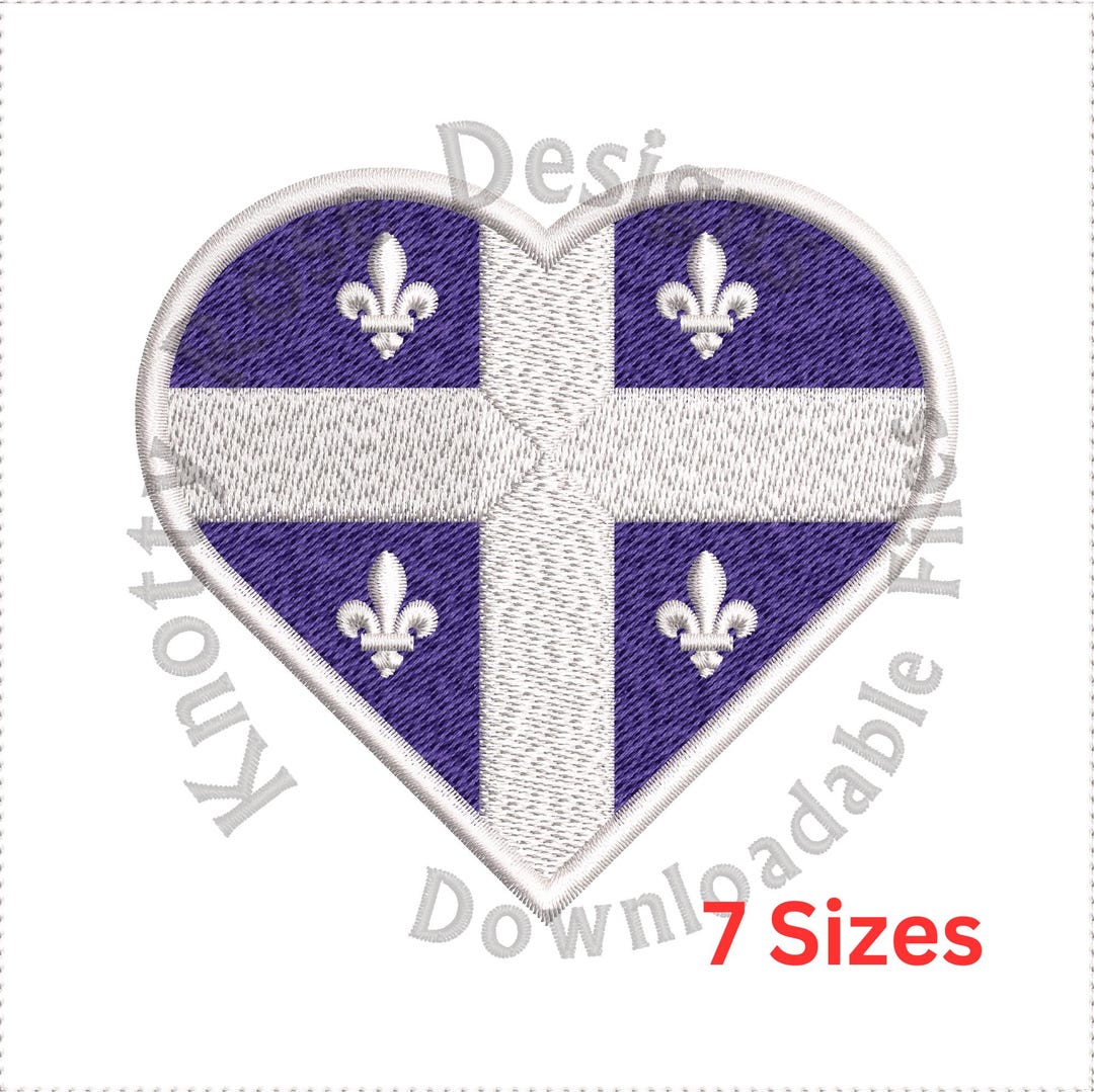 Canadian Quebec Flag Heart (instant Download) Machine Embroidery Design ...