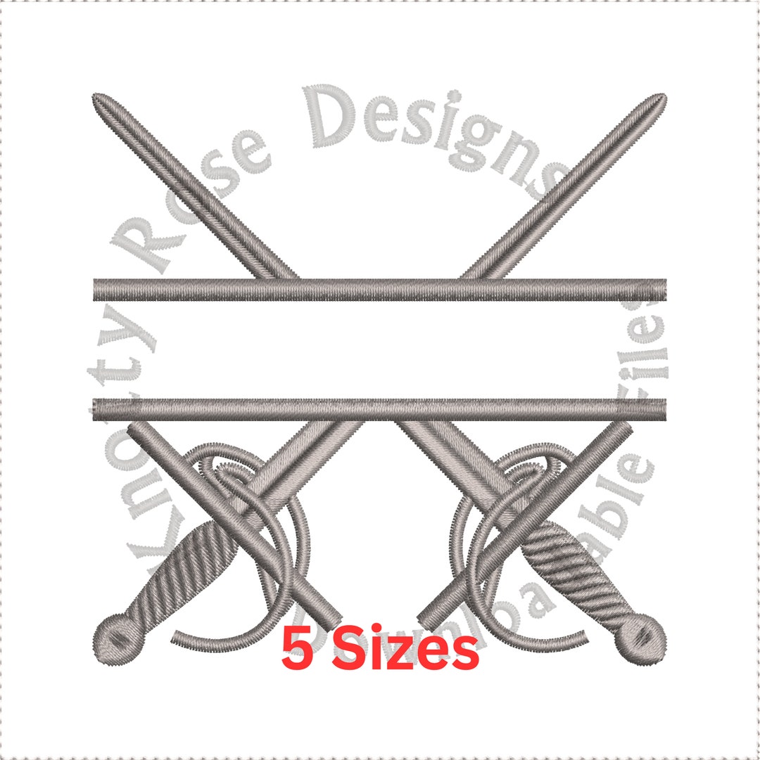 Crossed Rapier Swords Split machine Embroidery Design Instant Download ...