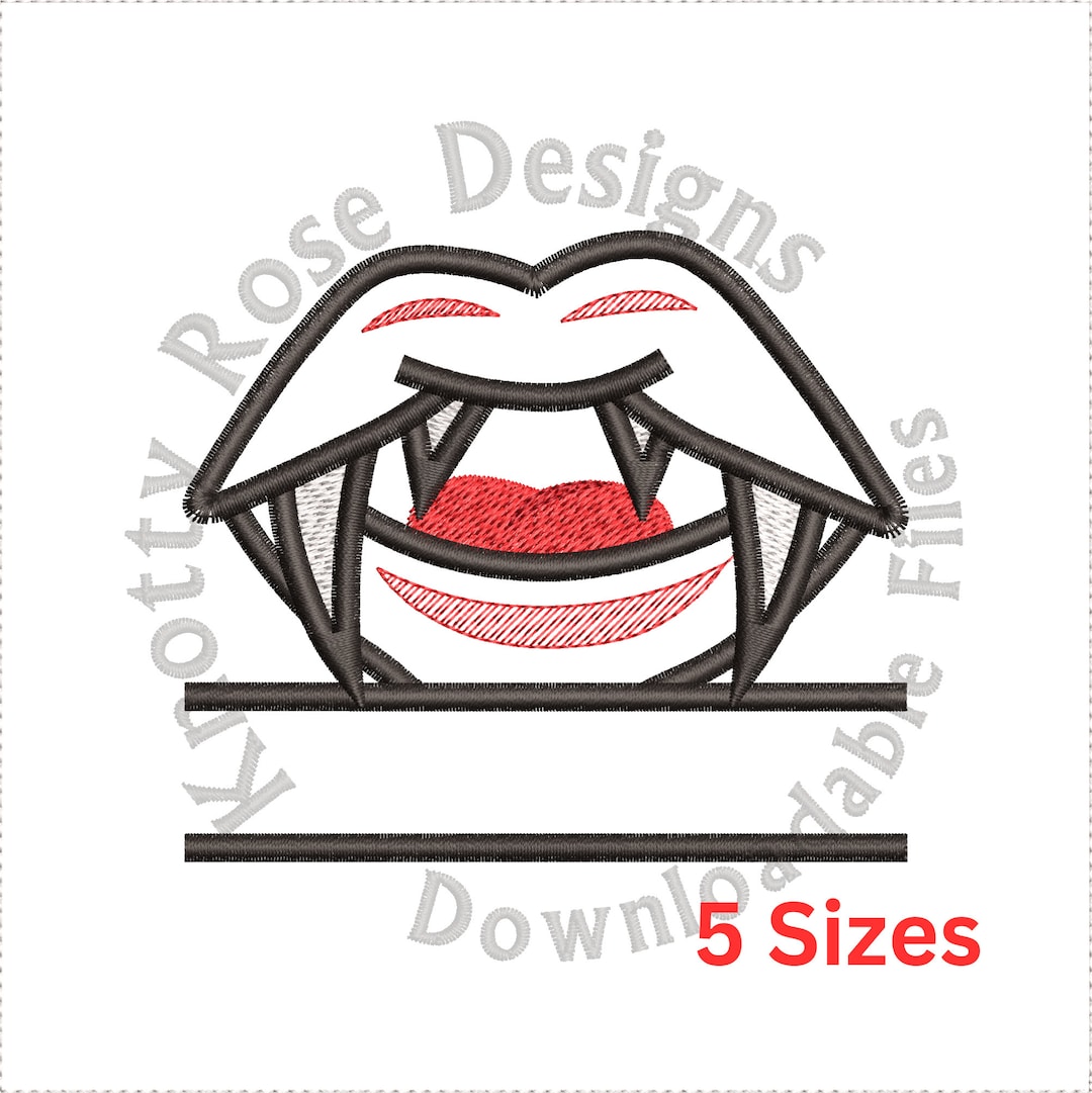 Applique Vampire Lips Split (instant Download) Machine Embroidery ...