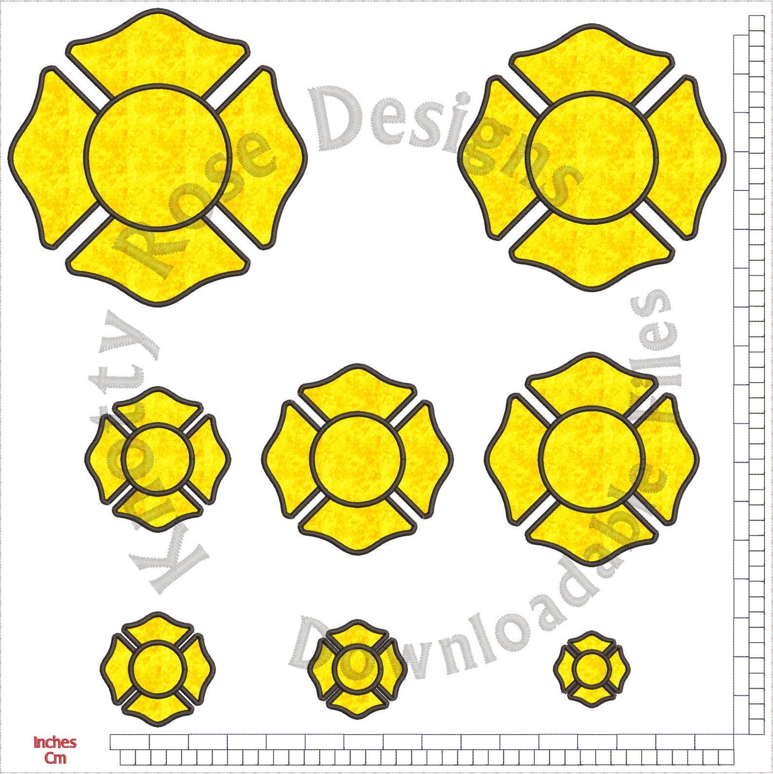 Applique Fireman's Maltese Cross 2 (instant Download) Machine ...