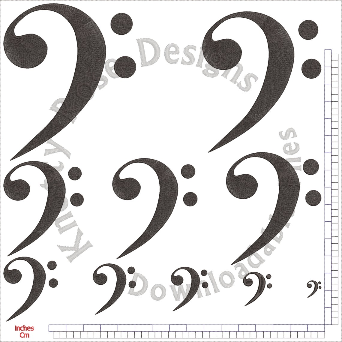 Musical Bass Clef (instant Download) Machine Embroidery Design - Etsy