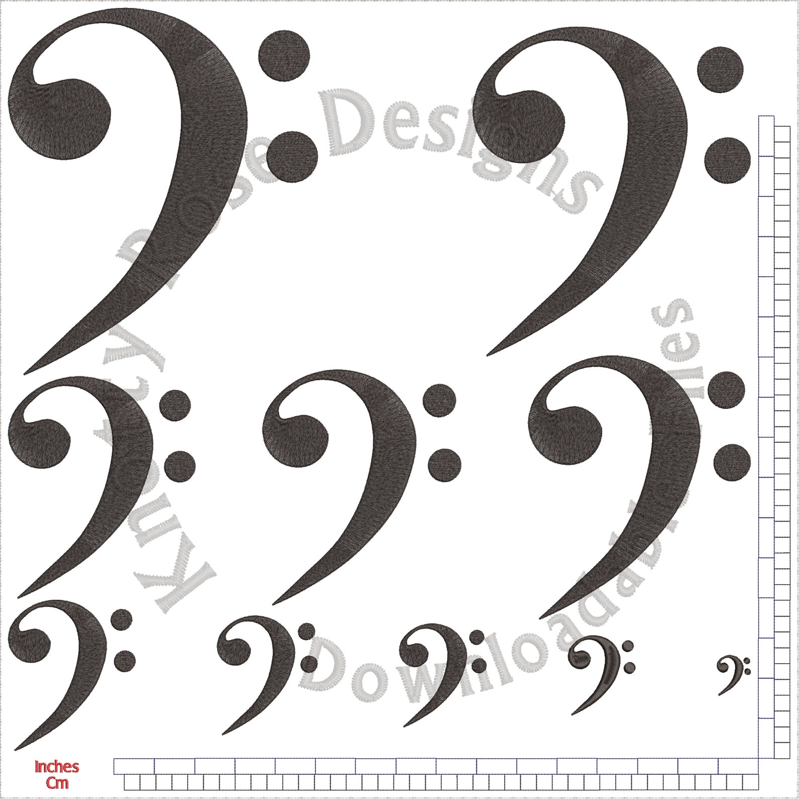 Musical Bass Clef (instant Download) Machine Embroidery Design - Etsy
