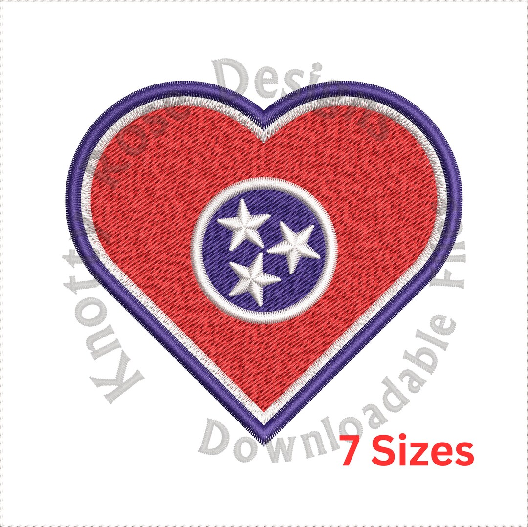 Tennessee US American Flag Heart (instant Download) Machine Embroidery ...