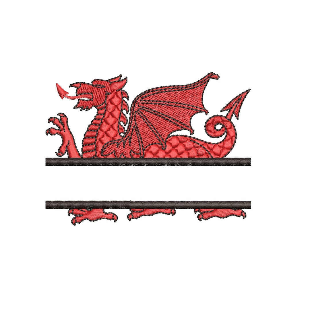 Heraldic Welsh Dragon Passant Split Frame instant Download Machine ...