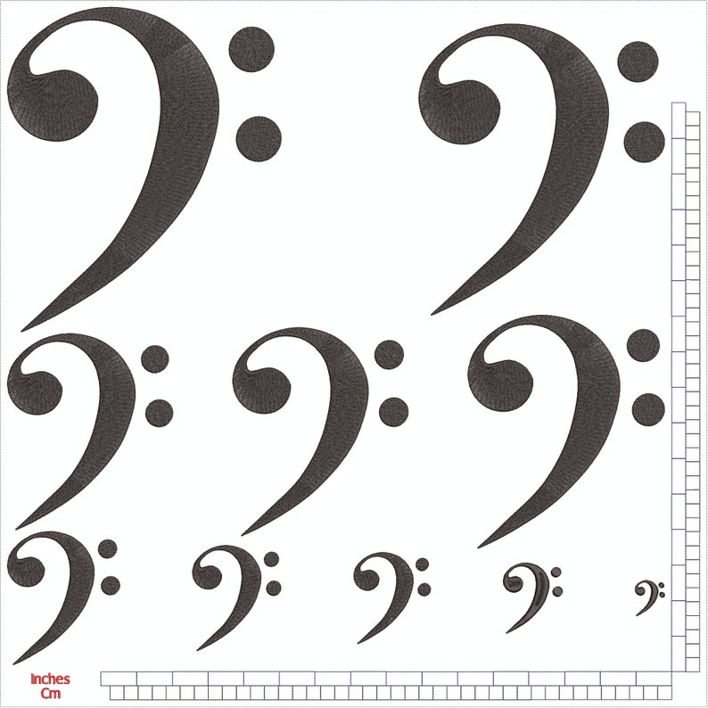 Musical Bass Clef instant Download Machine Embroidery Design - Etsy